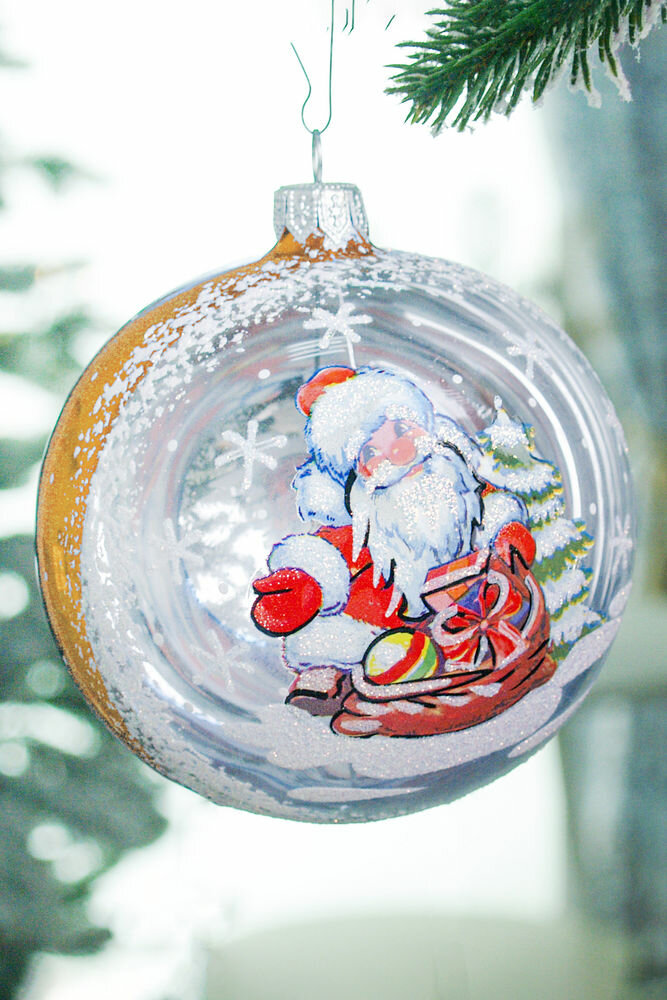 Елочный шар морозко, золотой, 95 мм, Елочка С313-зол