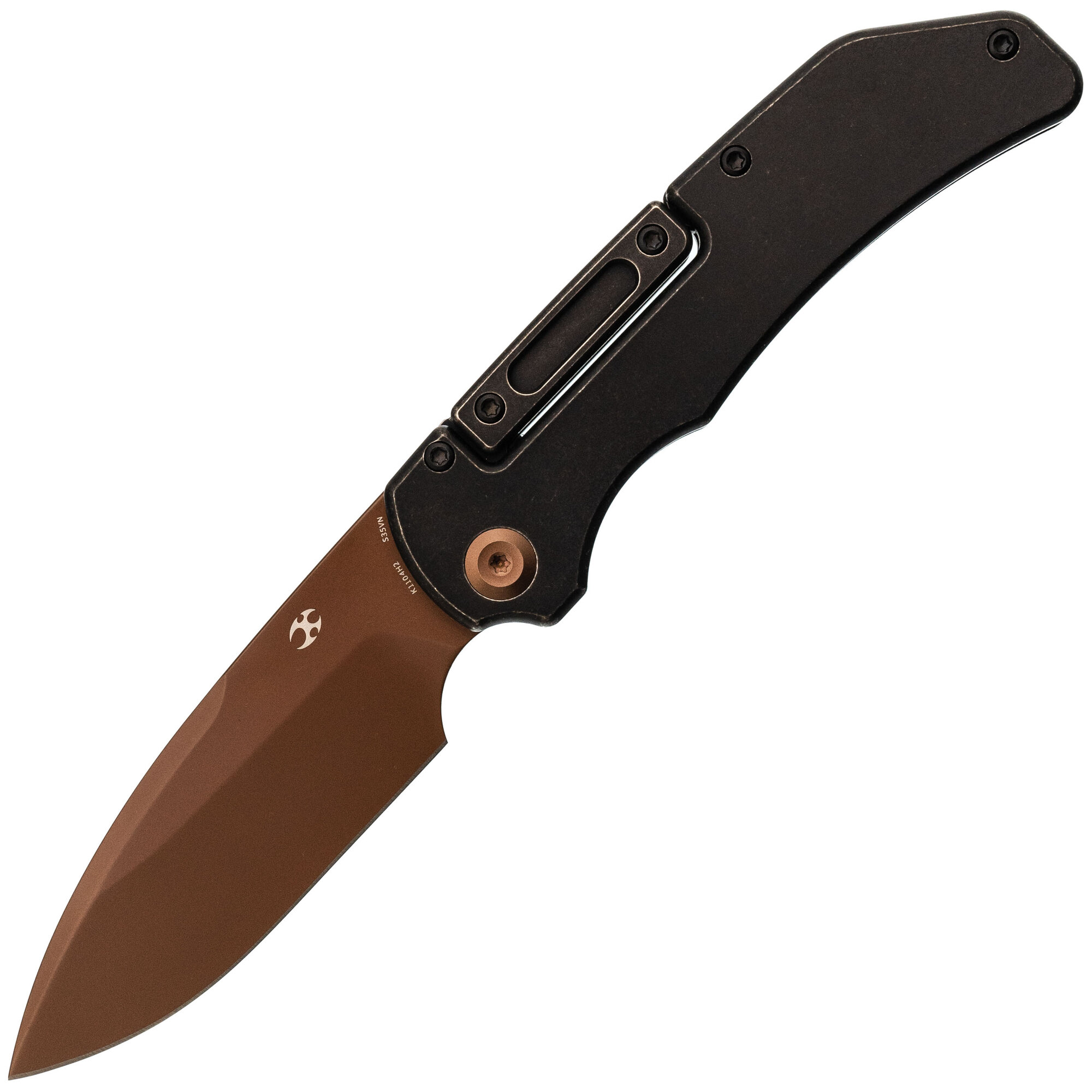 Складной нож Kansept Hazard, сталь S35VN Rose Gold, рукоять титан, коричневый