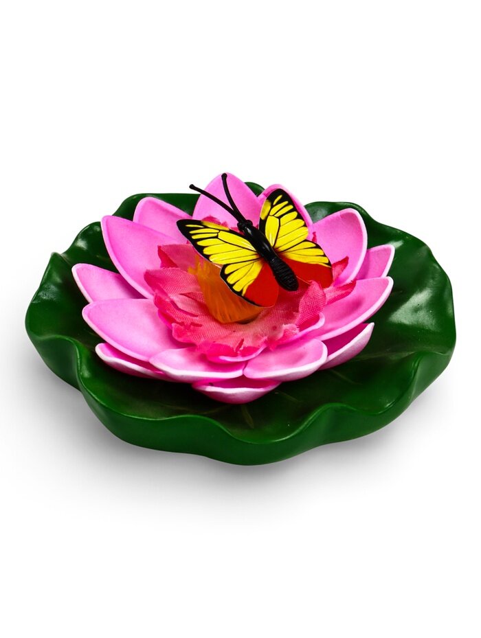 Садовая фигура 10 х 11 х 6 см водоплавающая "Лотос с бабочкой" 10919492