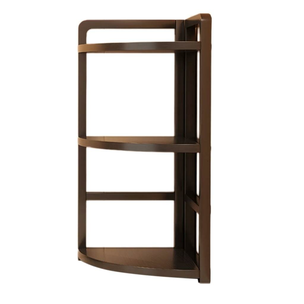 Двухъярусная деревянная полка в угол, черная ива - Маленький трехэтажный