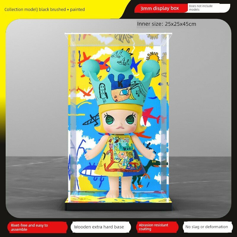 Акриловый кейс для фигурки MOLLY 400% Princess Series, коллекционная версия, черная матовая и раскрашенная, 25x25x45 см