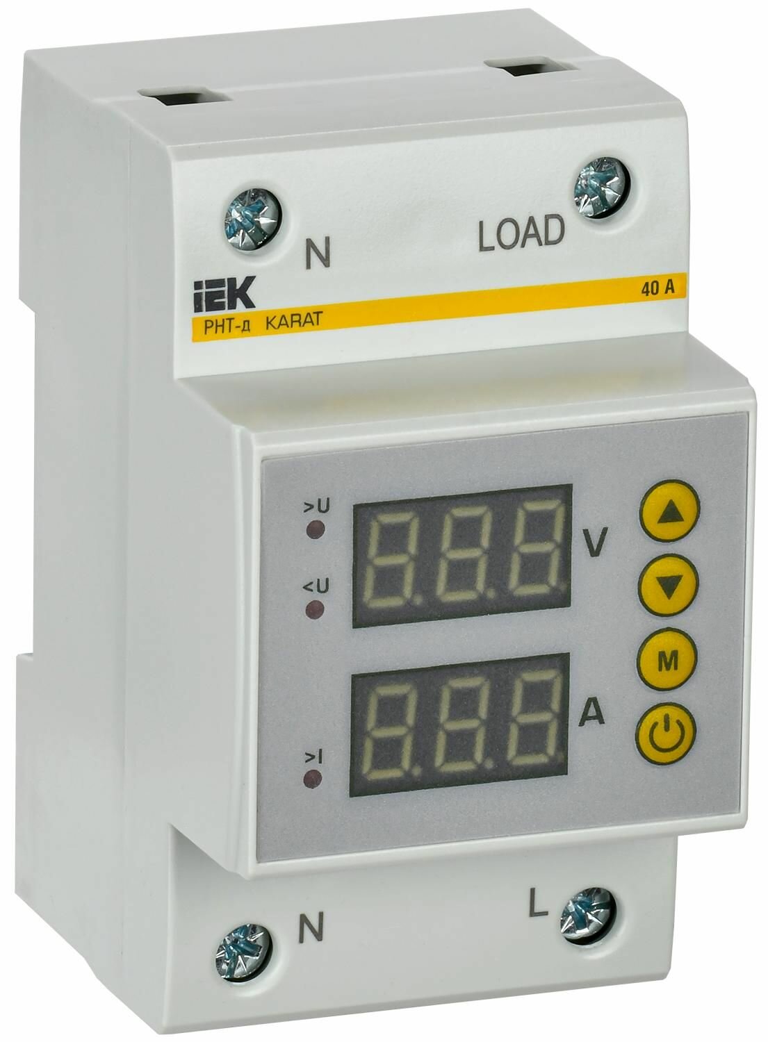 Реле напряжения и тока IEK однофазное, номинальный ток 40 А, шириной 54 мм