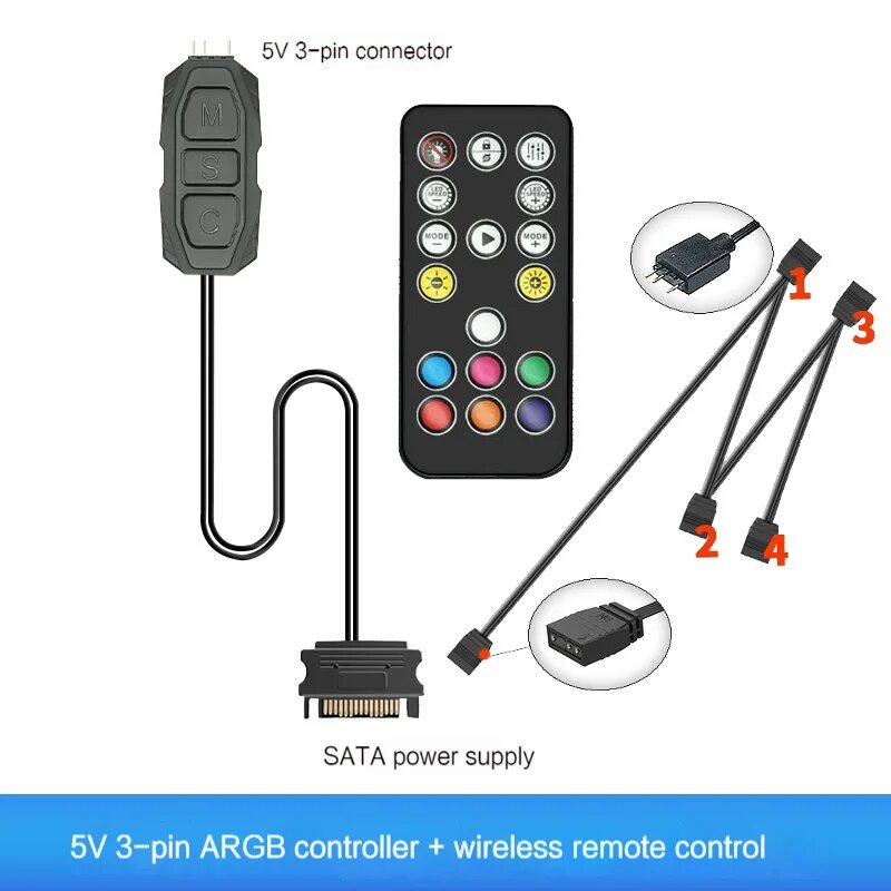 Coolcirc ARGB контроллер для вентиляторов Черный, Black 3 in 1