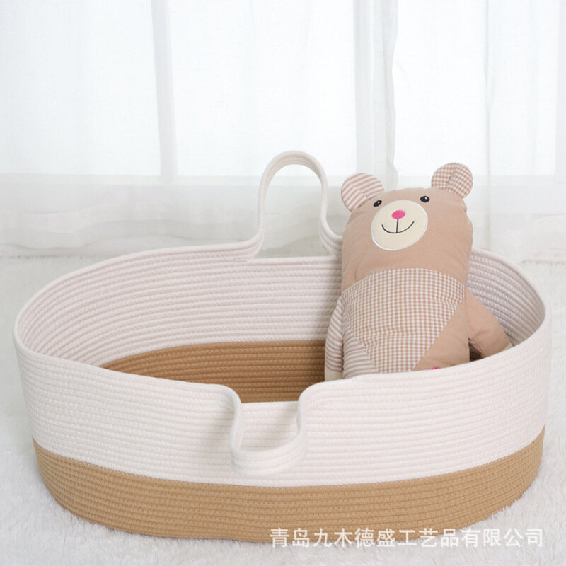 Хлопковая веревочная корзина для младенцев, портативная ручная колыбель, корзина для новорожденных, спальное место для младенцев