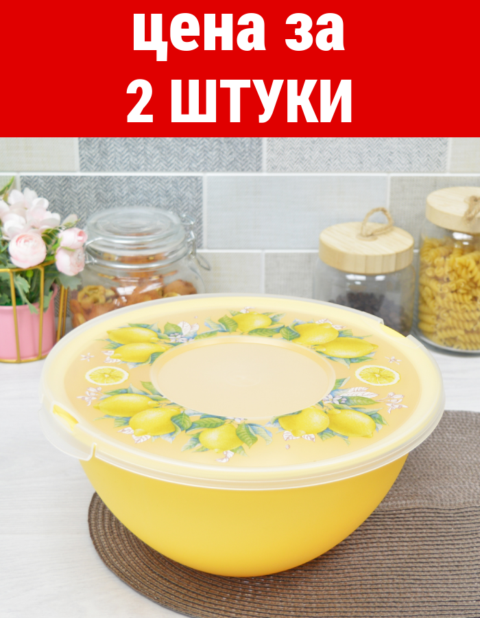 Комплект 2 шт, Миска 4л с крышкой "Fresh"