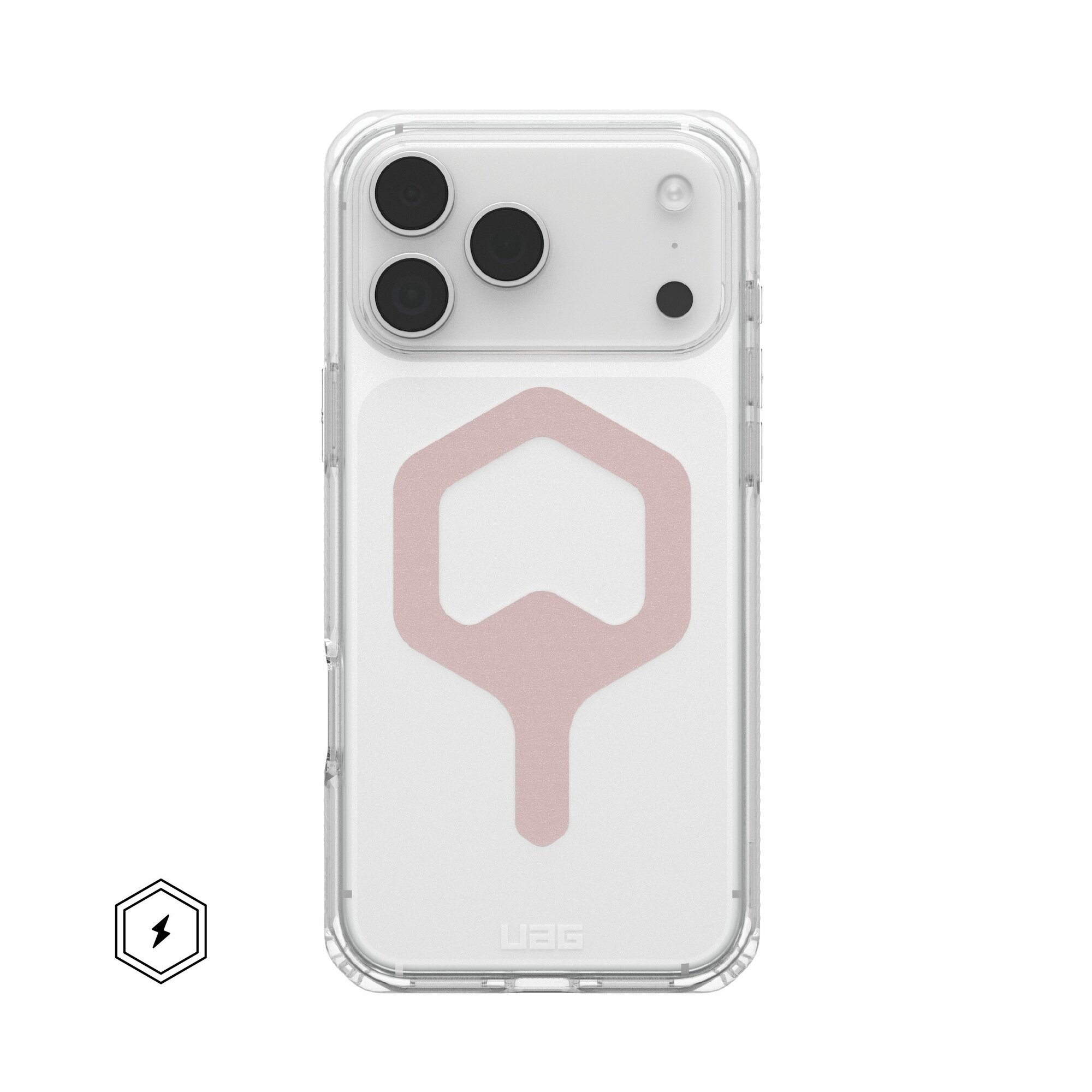 Чехол с поддержкой MAGSAFE Uag Plyo для iPhone 17 Pro Max 6.9", цвет прозрачный/розовое золото (Ice/Rose Gold)