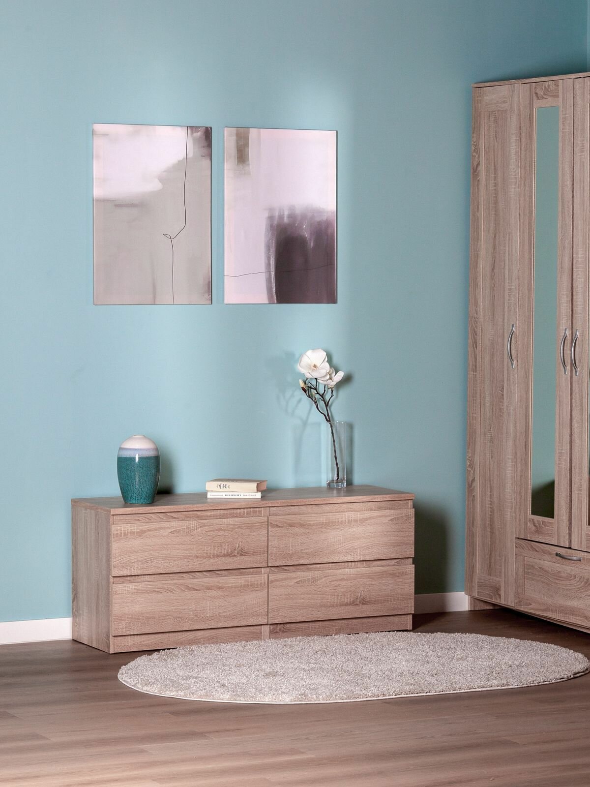 Тумба для ТВ Кастор, 4 ящика, 130х40х54 см, дуб сонома, ГУД лакк