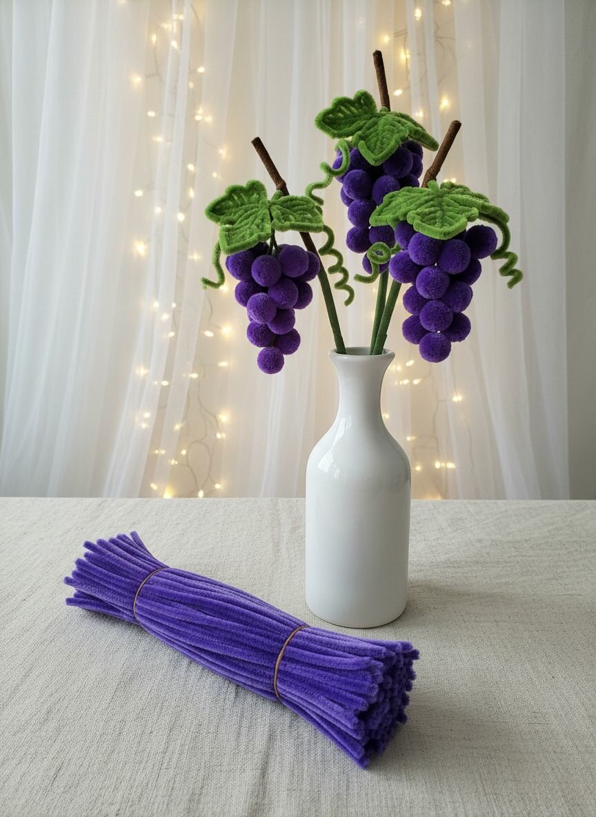 Синельная проволока для рукоделия, длина 30 см, толщина 0.6 см, 50 шт. Цвет сиренево фиолетовый