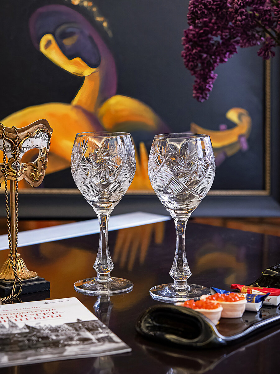Хрустальные бокалы для красного и белого вина, объем 250 мл, набор фужеров 2 шт, Неман