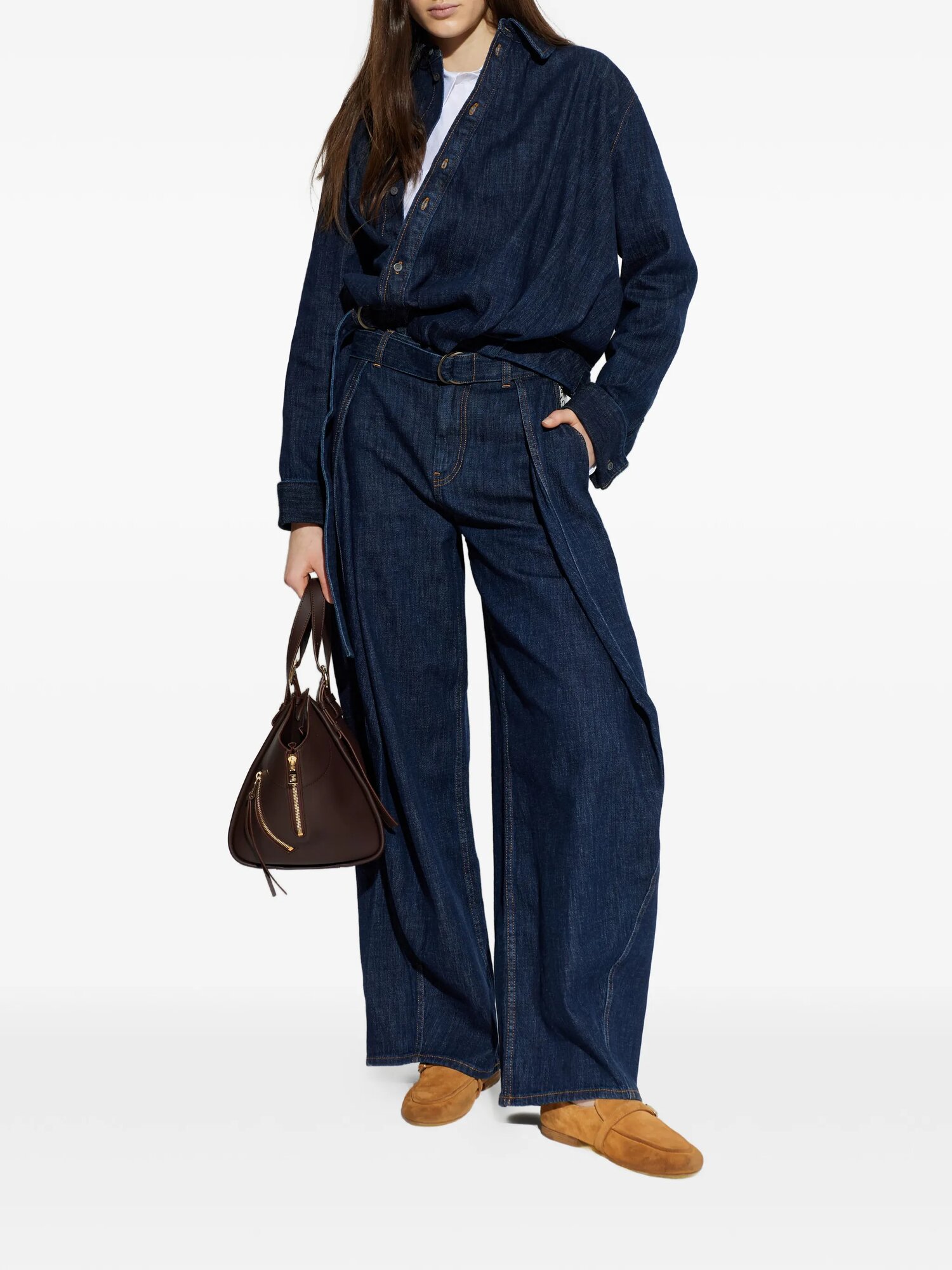 Рубашка Loewe Button-fastening belted shirt, размер 40, синий — фото 1
