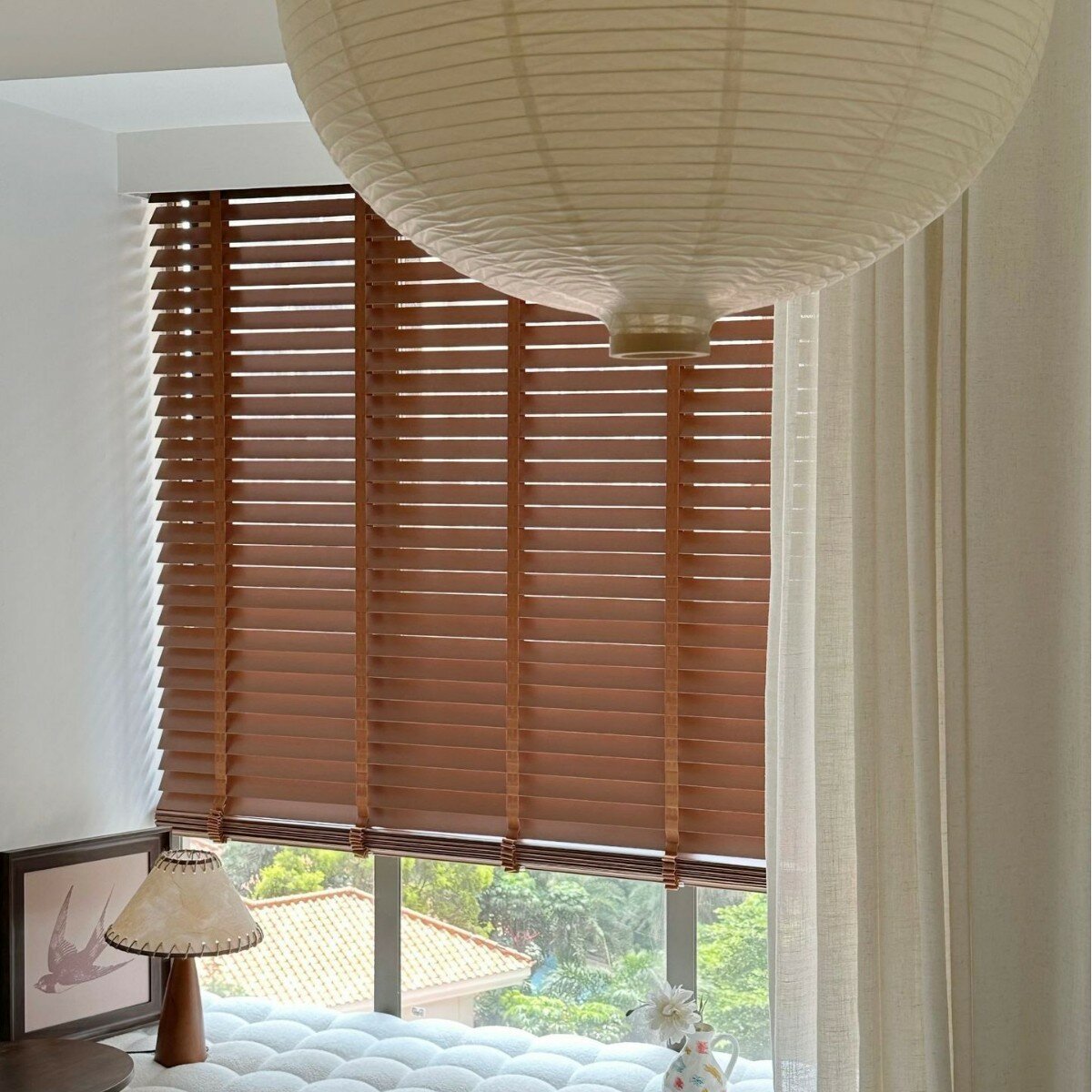 Рулонные шторы из липы, деревянные жалюзи в винтажном стиле, из массива дерева, для балкона, кабинета, спальни, ретро-шторы с завязками