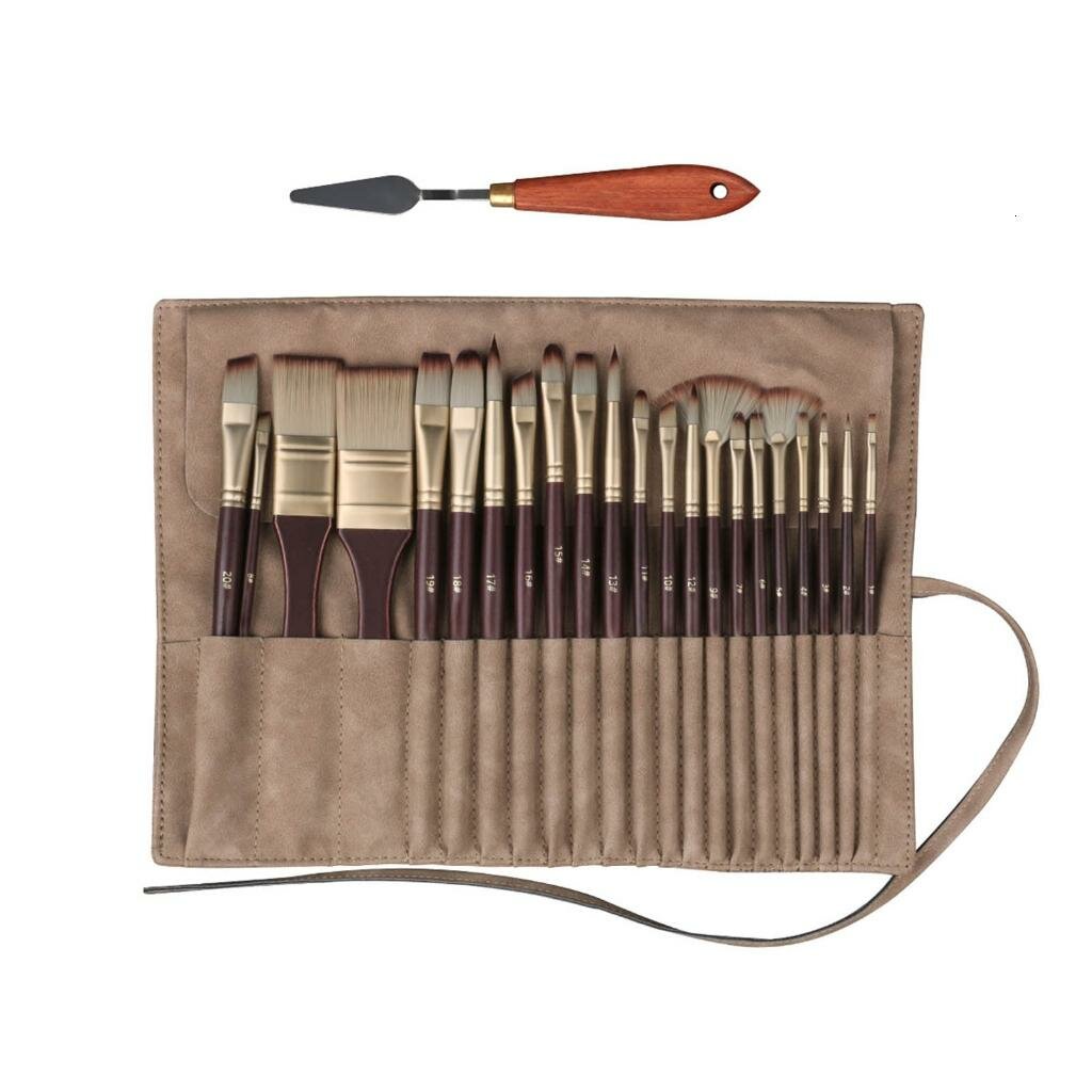 Кисть с валиком для рисования маслом, акрилом, акварелью