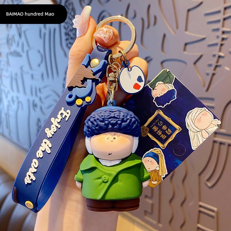 Оригинальный брелок-полумесяц для женщин, изысканный кулон в виде Монны Лизы для ключей от машины, аксессуар для