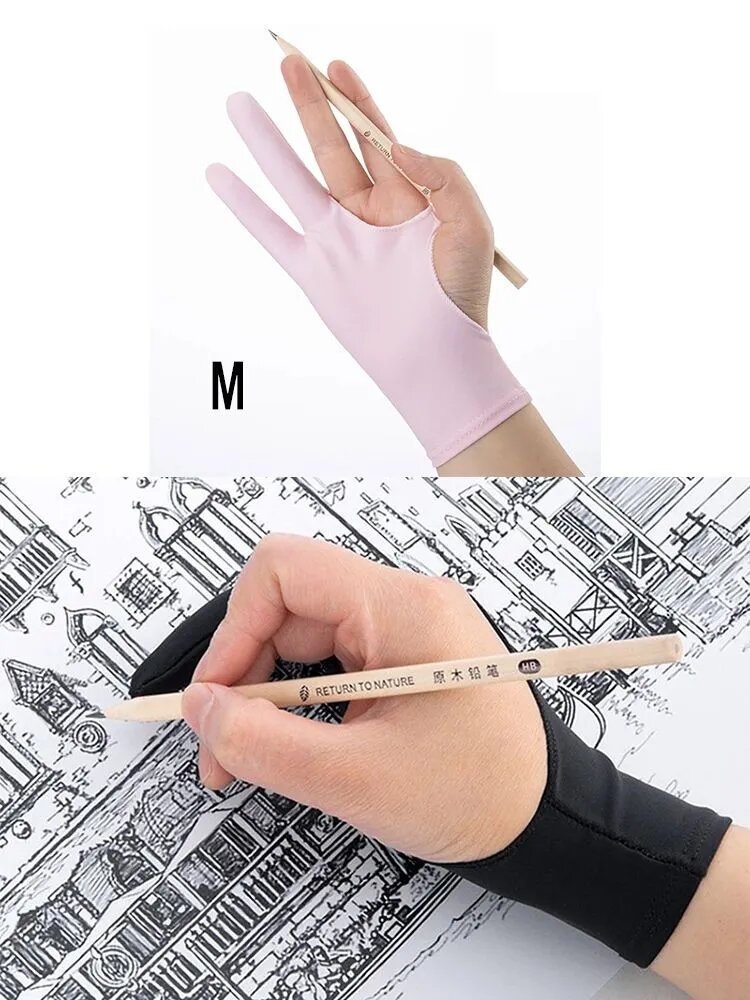 1 шт. Художник перчатка для рисования любого графического планшета черный 2 пальца противообрастающие как правой, так и левой руки