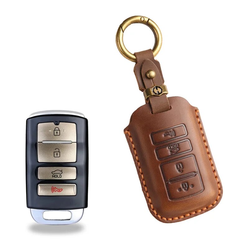 Новый кожаный чехол для ключей от автомобиля, брелок-держатель для KIA Cadenza Sorento K3 K5 brown