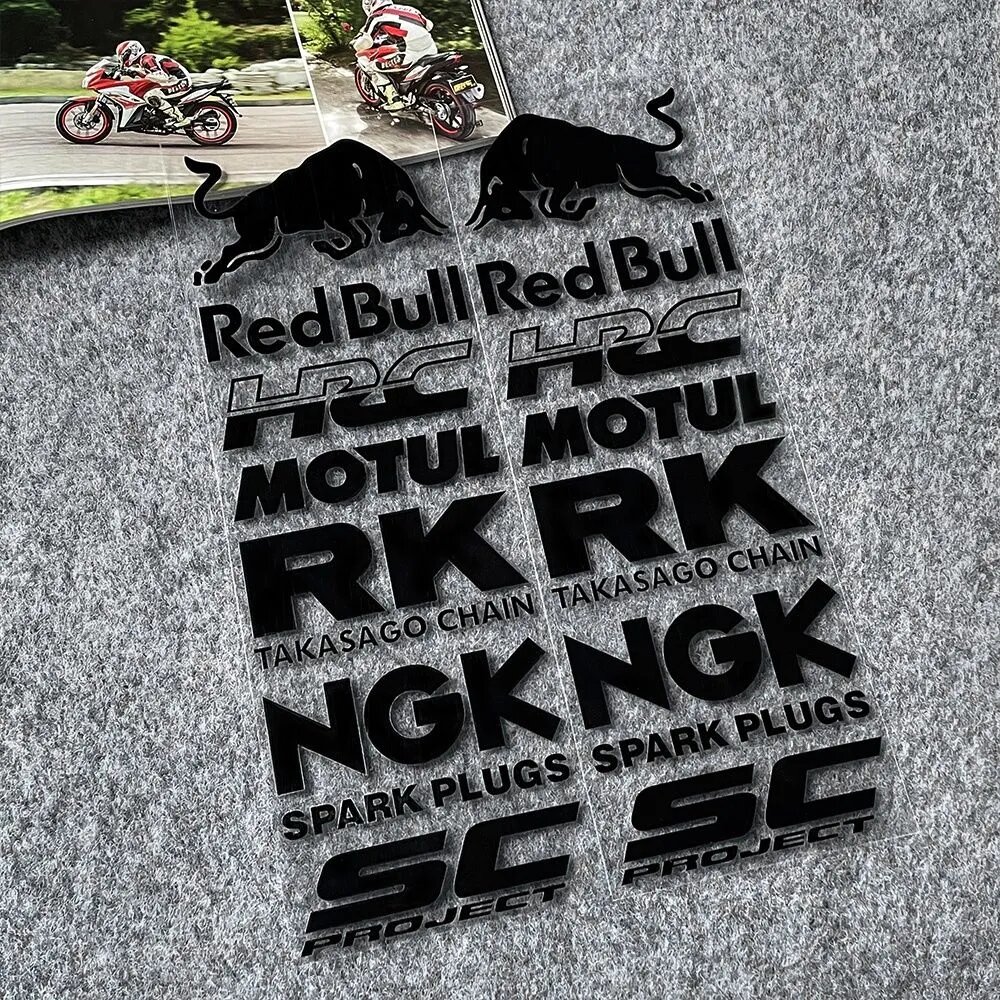 Светоотражающие наклейки на боковую защиту мотоцикла Red Bull, HRC MOTUL RKGK SC, наклейки на крыло, защита от царапин, две части, 27 см x 9 см