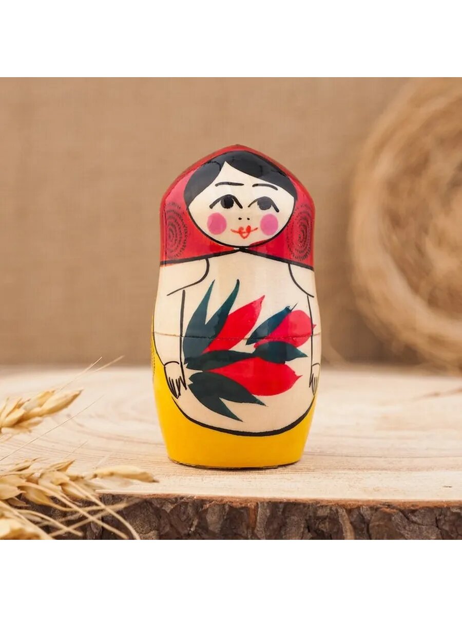 Красная матрёшка с платком 5 кукольная