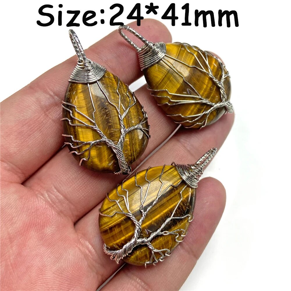 Винтажные подвески из природного камня Rainagem 1PCS, C-9 Tiger Eye