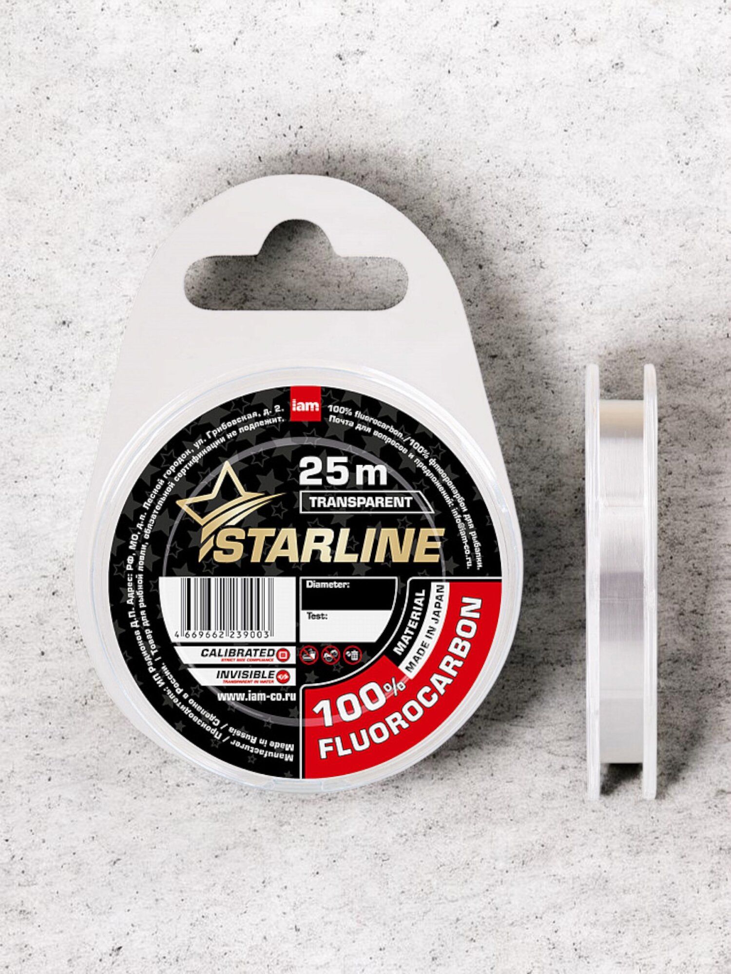 Леска Iam Starline FC 25 м 0,21 мм 2,5 кг прозрачная флюорокарбоновая