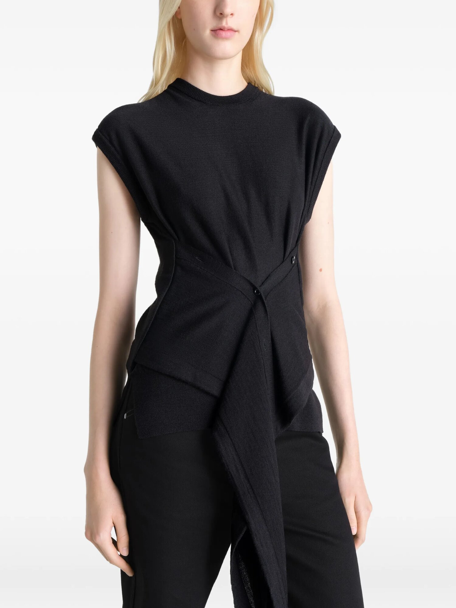 Топ LEMAIRE Buttoned sleeveless top, размер S, black/black — фото 1
