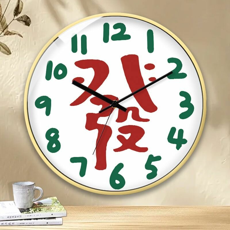 Часы в стиле Гонконга, кремовые, бесшумные, с изображением удачи, простые часы для ресторана, креативные граффити-часы, часы для студии шахмат и карт