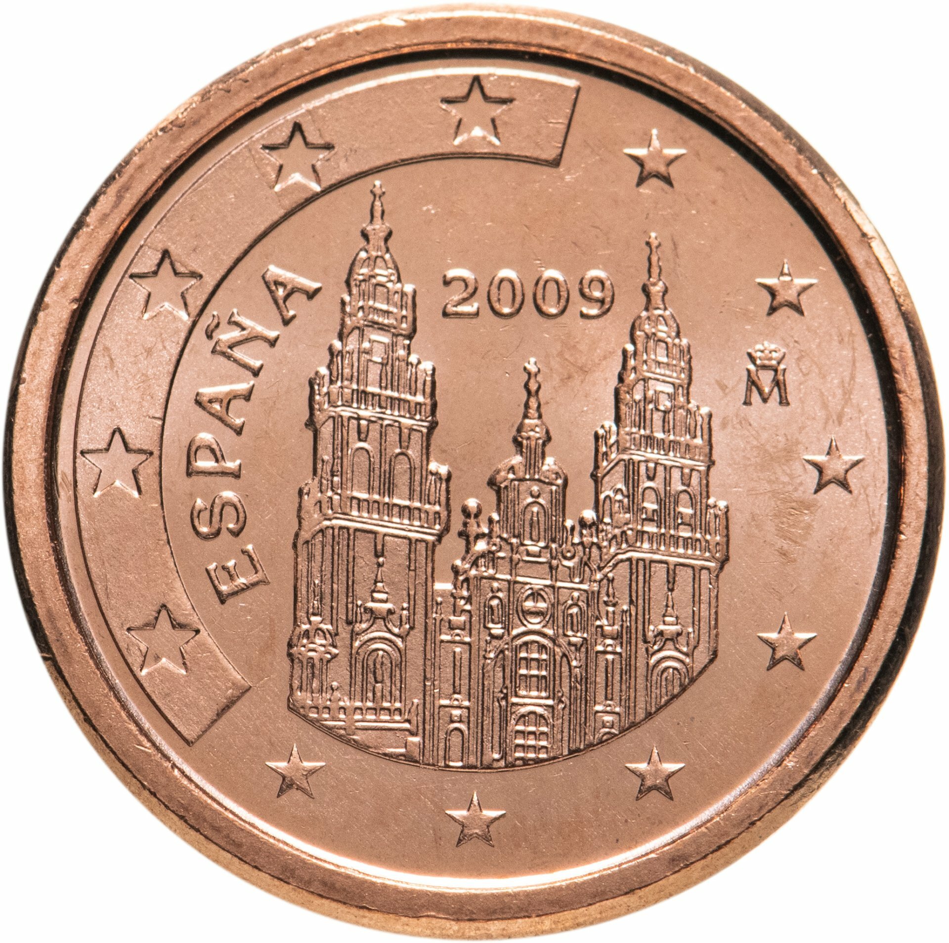 Испания 1 евроцент cent 2009, Сталь, в сохранности UNC