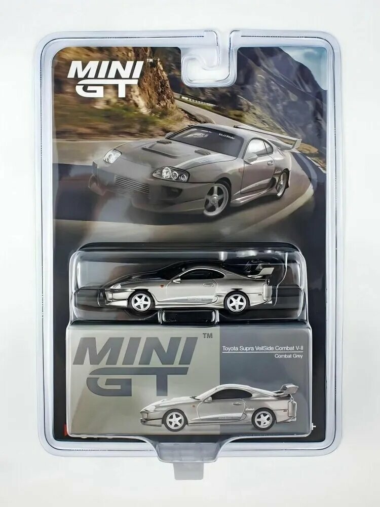 Машинка TSM MINI GT 1/64 #978 Toyota Supra VeilSide Combat V-II Combat Grey Blister Packaging Die-cast Alloy Car Model Collection Toy Gift
