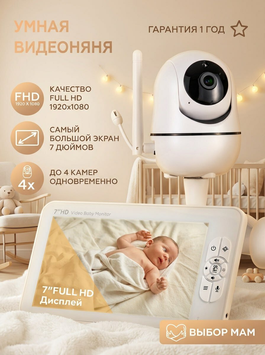 Видеоняня беспроводная с монитором радионяня с камерой