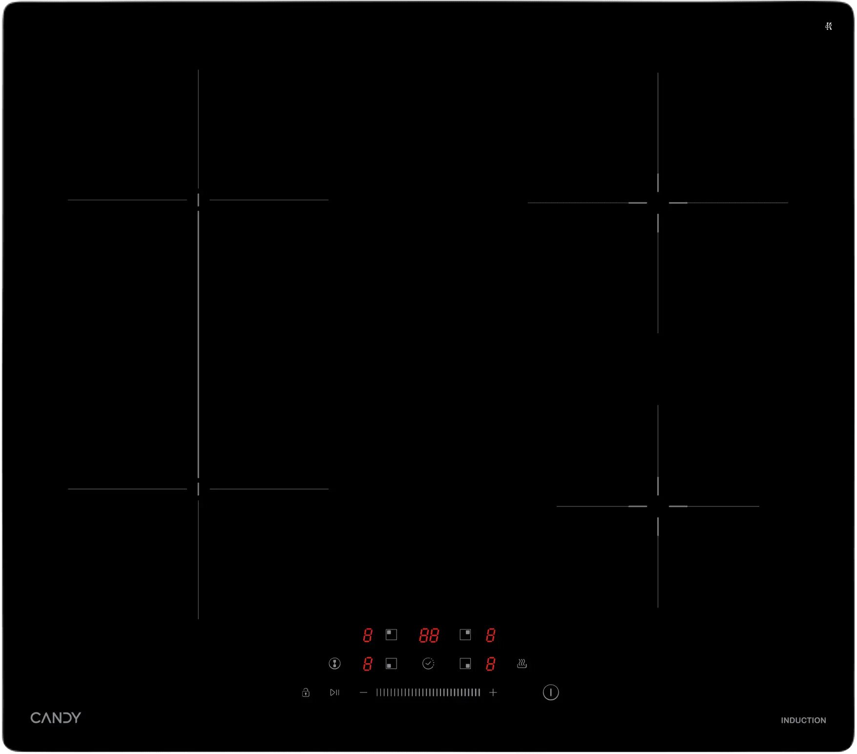 Индукционная варочная поверхность Candy CHXY64TFB конфорок - 4 шт, панель - стеклокерамика, 7000 Вт