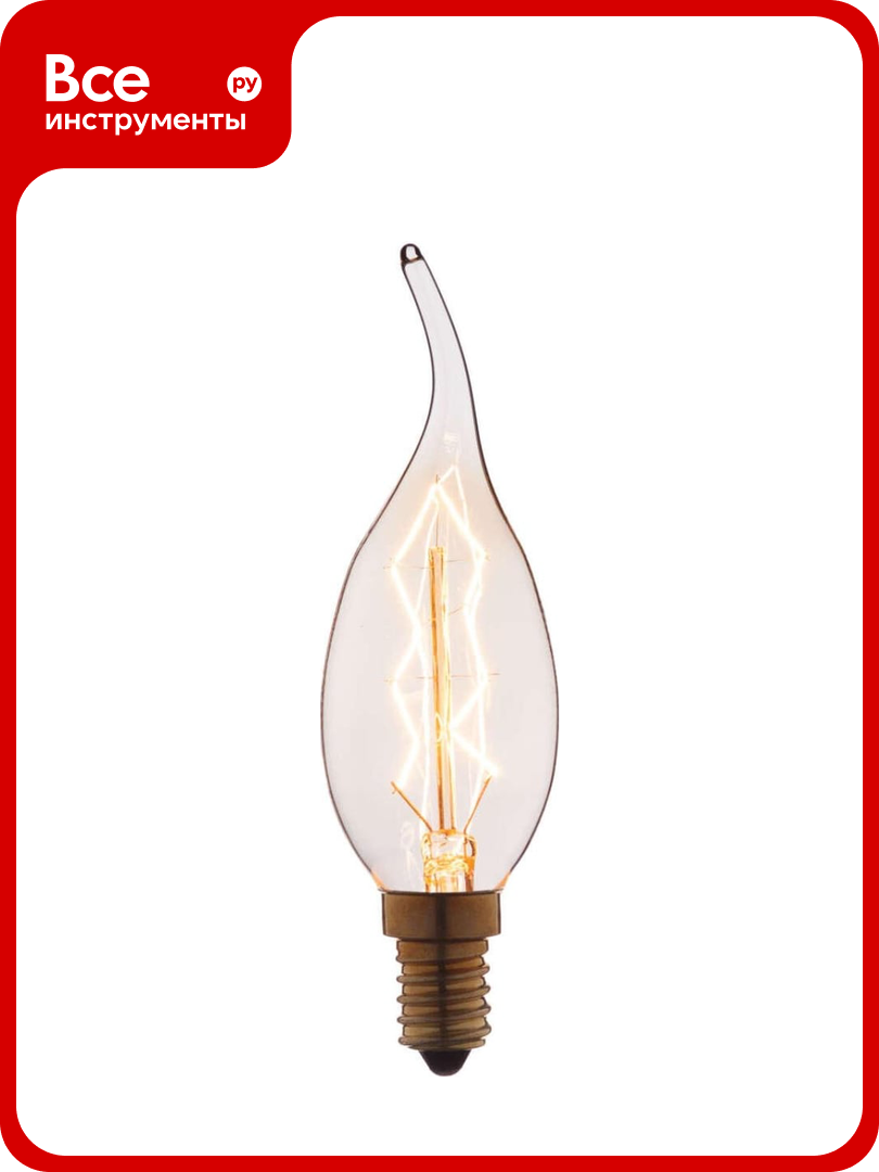 Лампа накаливания LOFT IT Edison Bulb 3560-TW, форма свеча, мощность 60Вт, цоколь E14, прозрачный рассеиватель, 220В, ид