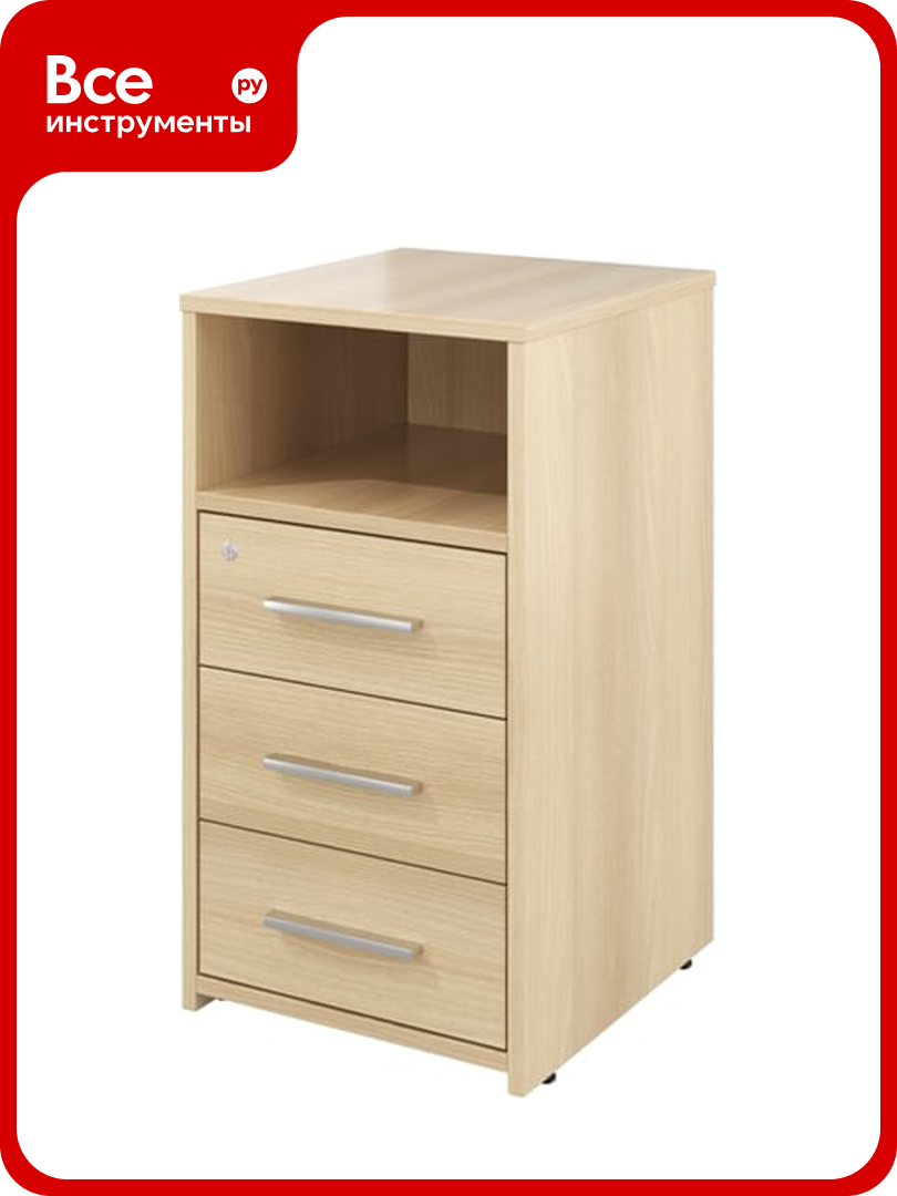 Тумба Монолит Канцлер приставная с нишей, 3 ящика с замком (404x446x750) Акация лорка31