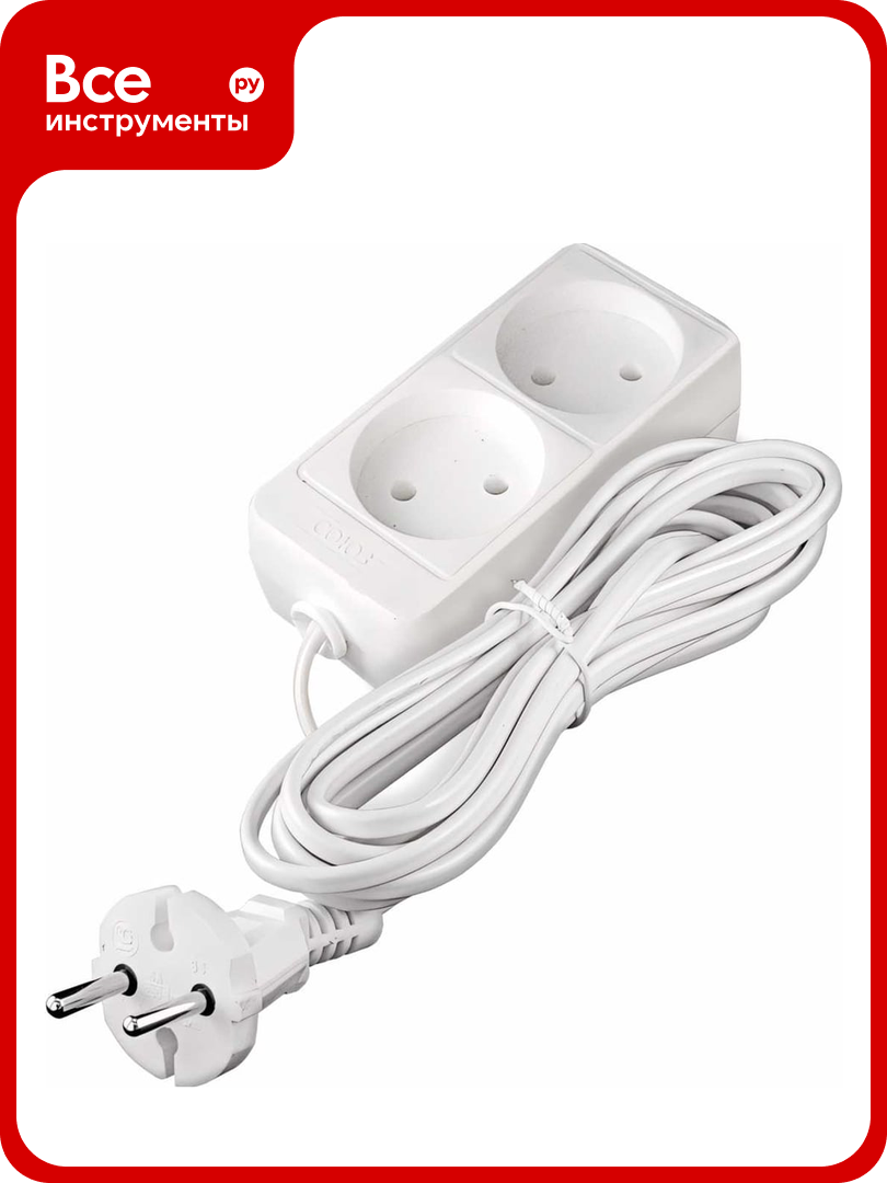 Бытовой удлинитель 1300 Вт 2гн. ШВВП 3м Союз 481S-0203