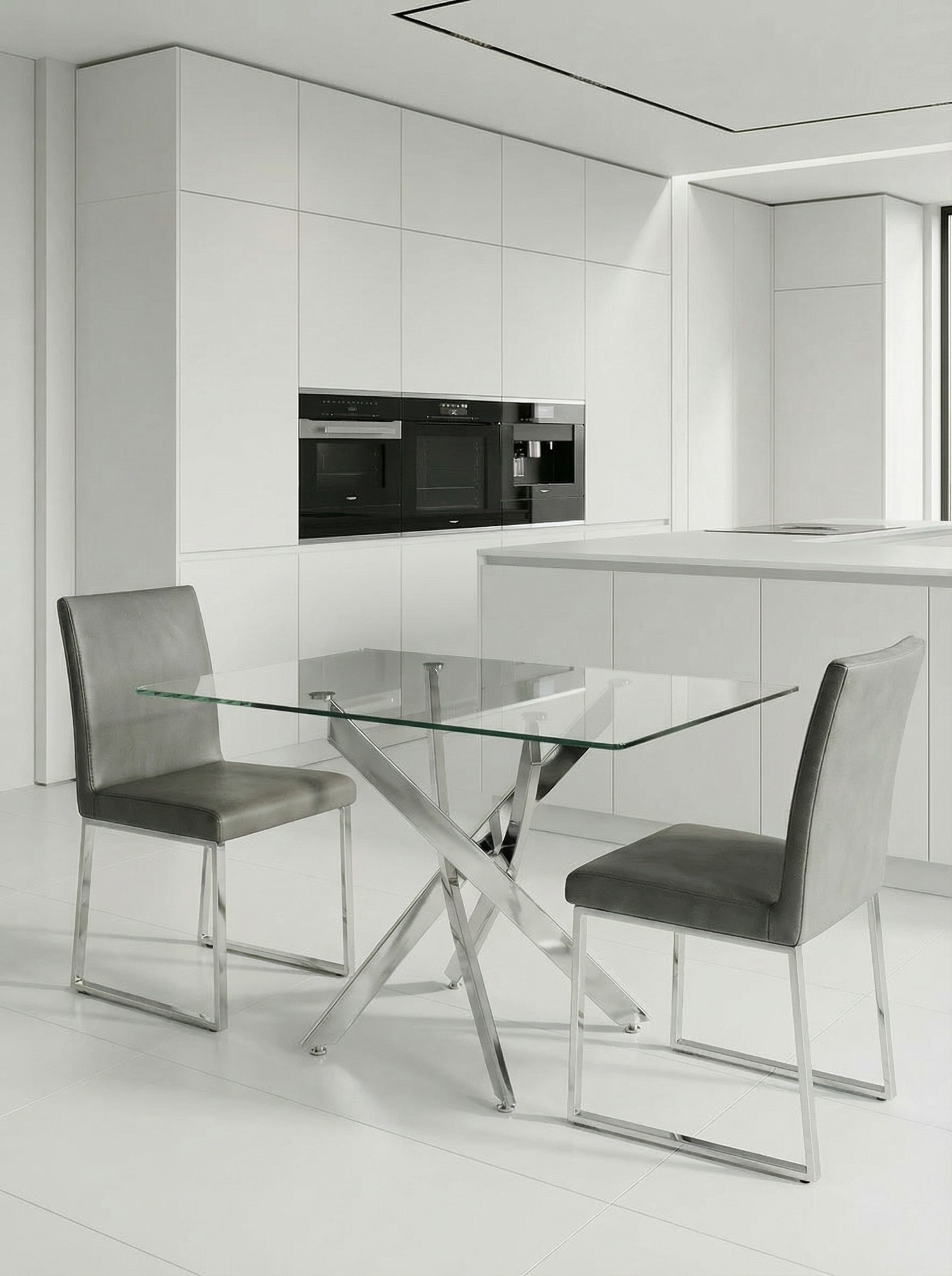 Стеклянный стол для кухни Рим 10 прозрачный/хром (1200х700 мм)