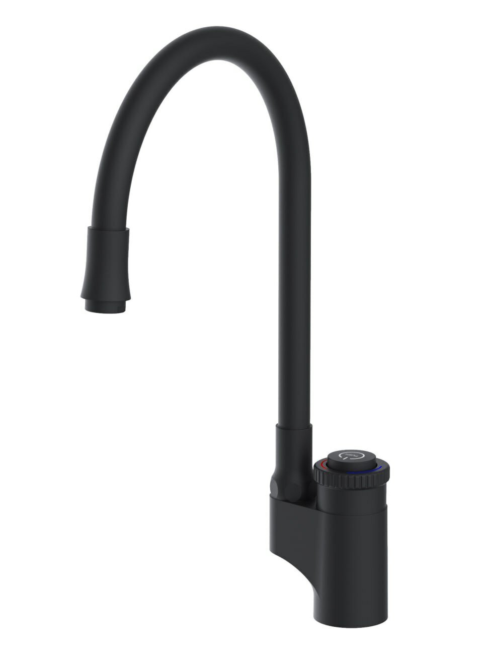 Смеситель для кухни термостатический с длинным гибким силиконовым изливом, черный