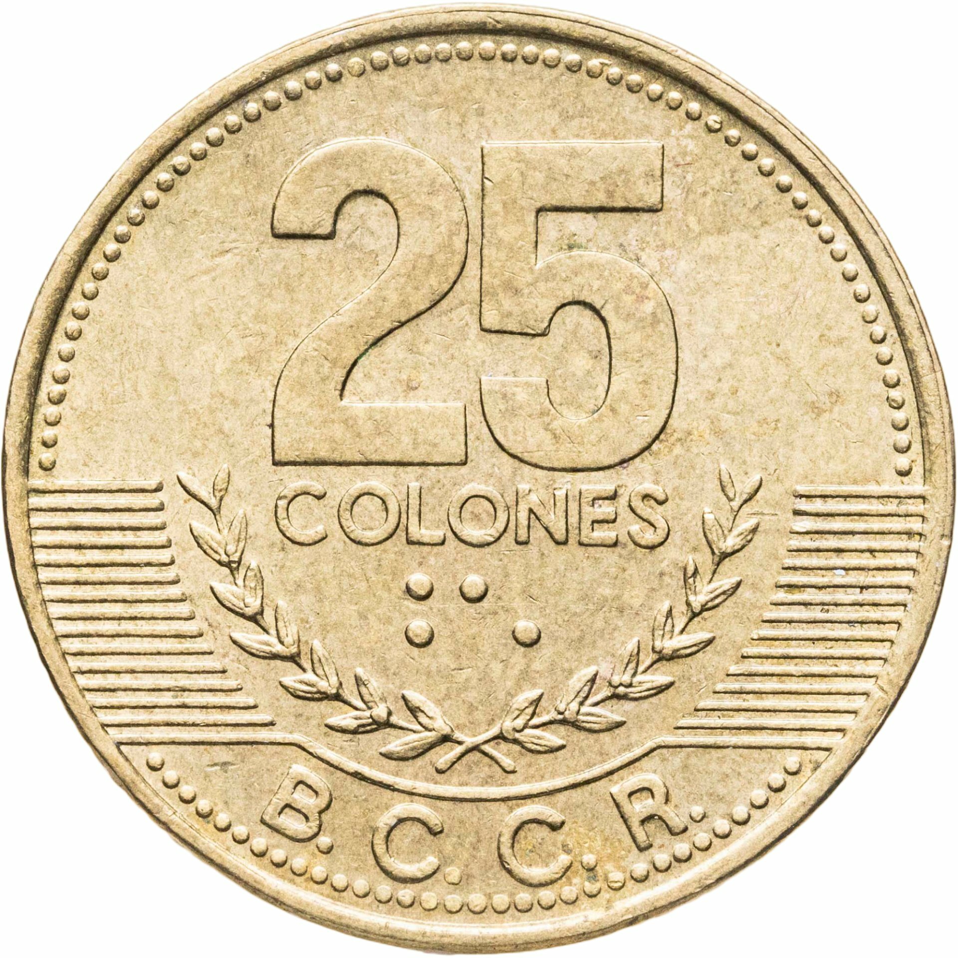 Коста-Рика 25 колонов colones 2003, Латунь