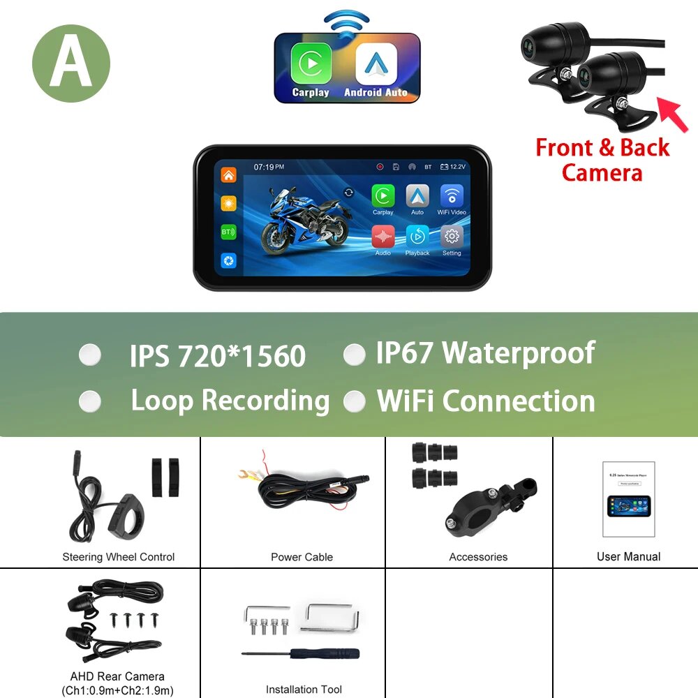 Podofo 6,25 "экран Carplay MP5 Портативный Смарт-плеер поддерживает Android авто с BKT6-DVR-with CAM