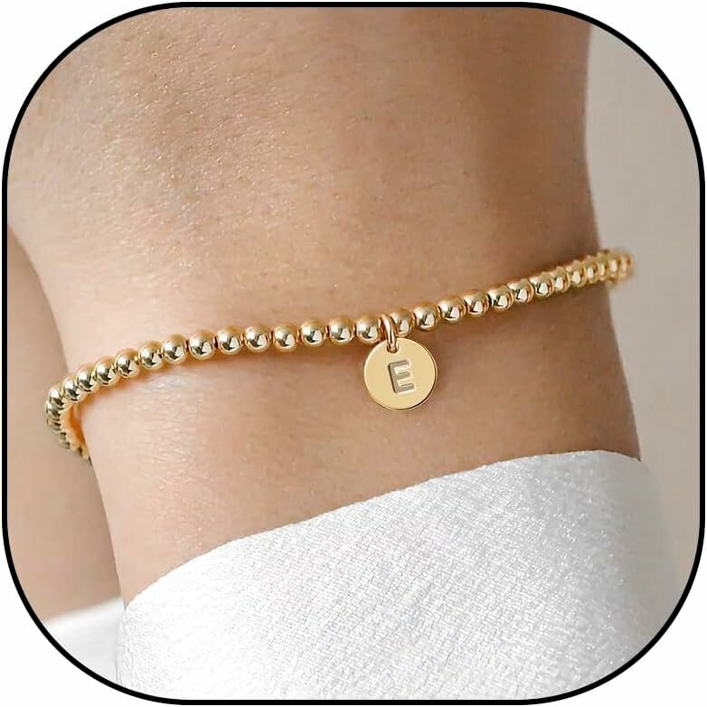 Женский браслет из бусин в форме сердца с покрытием из 14-каратного золота, эластичный браслет из бусин с буквами, браслет с персонализированным именем, подарок на день рождения в знак дружбы, подарок на День святого Валентина, женские украшения