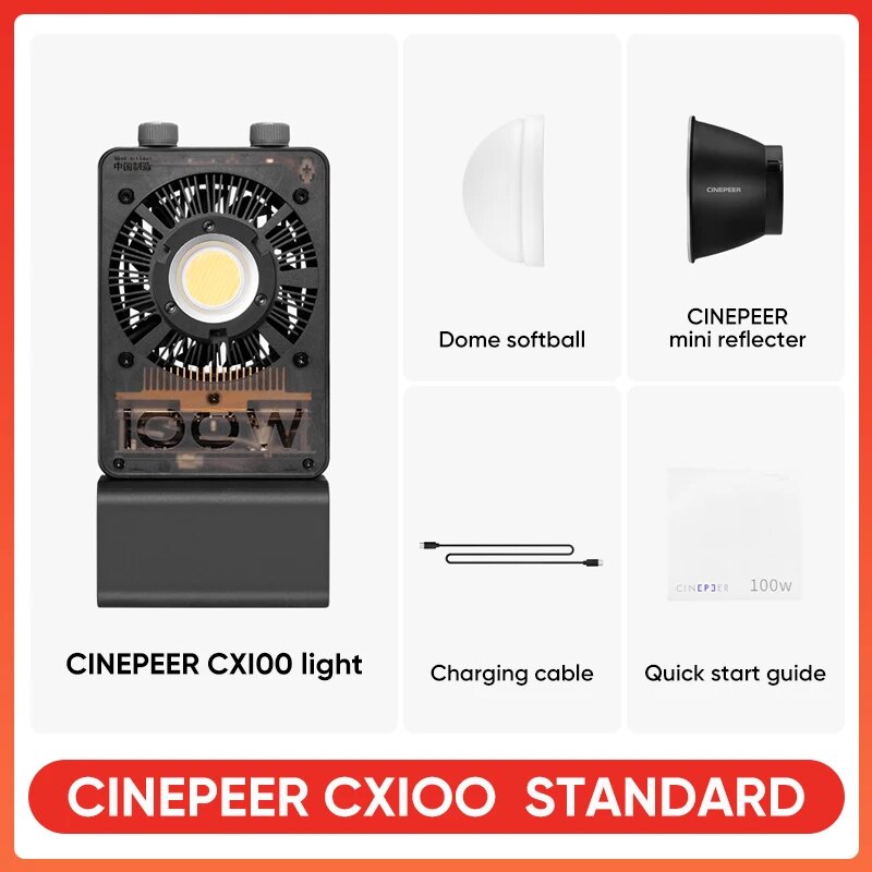 ZHIYUN CINEPEER CX100 100 Вт ручной светодиодный светильник COB карманный светильник для видеосъемки двухцветный заполняющий свет для фотосъемки освещение
