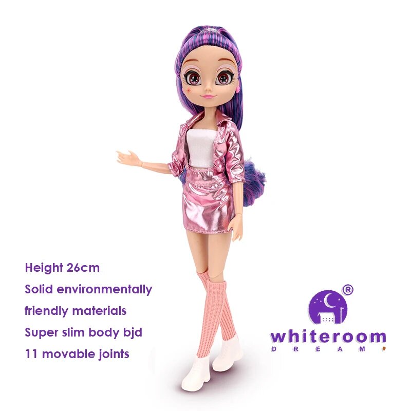 Кукла шарнирная Whiteroom 26 см, волосы фиолетовые, doll05