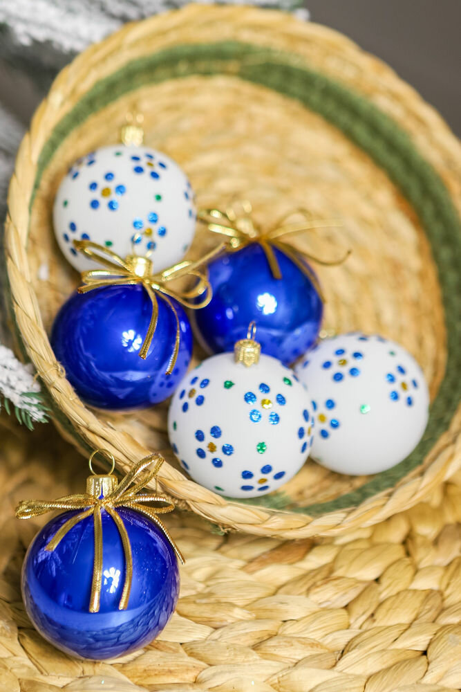 Набор стеклянных шаров каприз, 50 мм, 6 шт, Елочка С1674