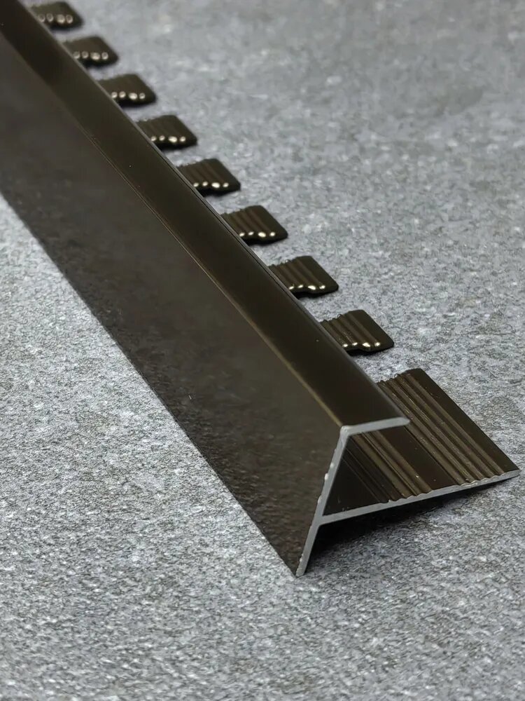 Профиль F-образный алюминиевый анодированный для плитки 10мм 2,7м Бронза глянец