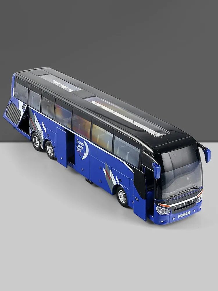 Автобус Игрушка С Открывающимися Дверьми SETRA, коллекционный, цвет синий, масштаб 1:112