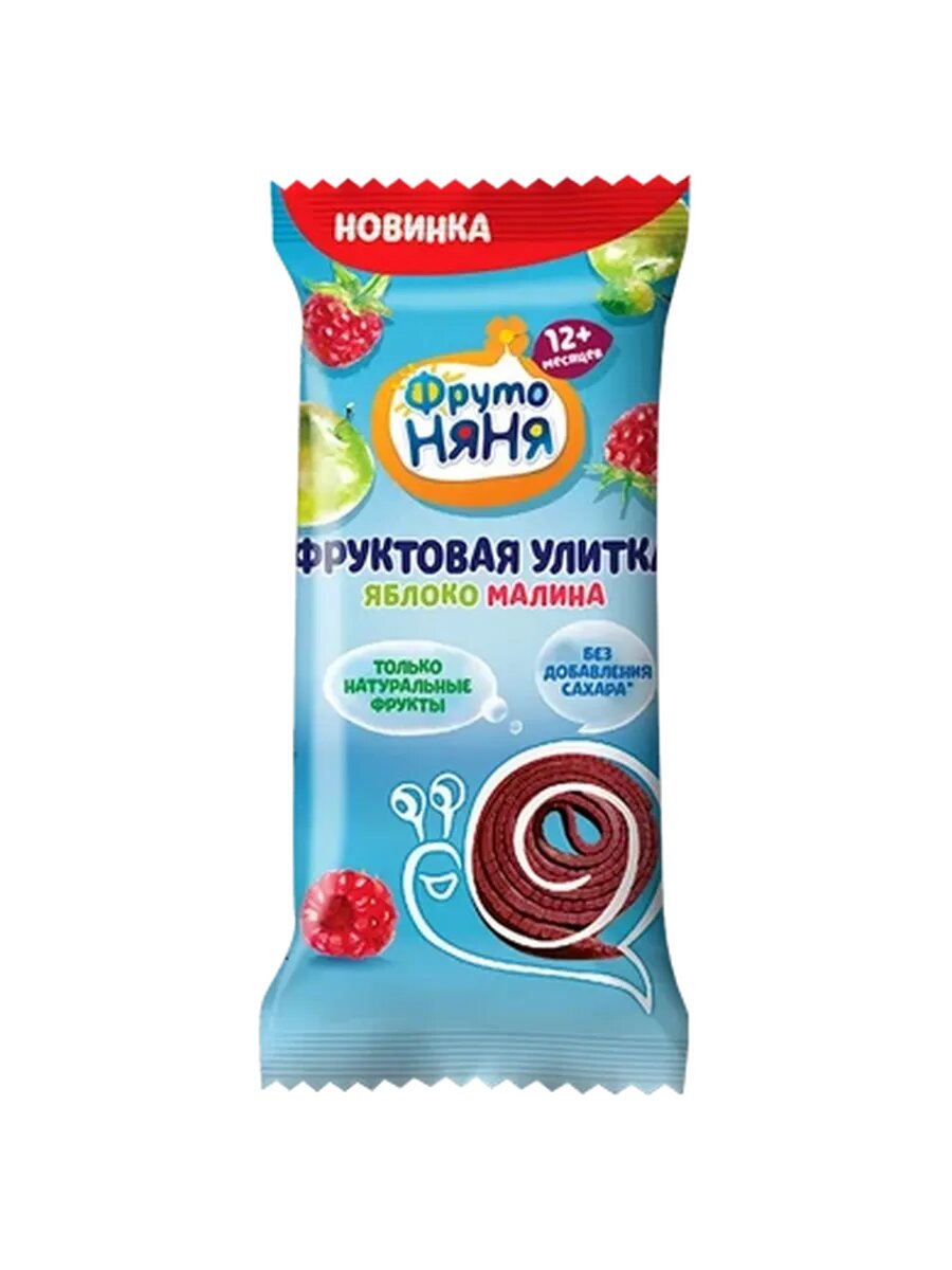 ФрутоНяня Фруктовые кусочки Яблочно-малиновые Улитка 15г