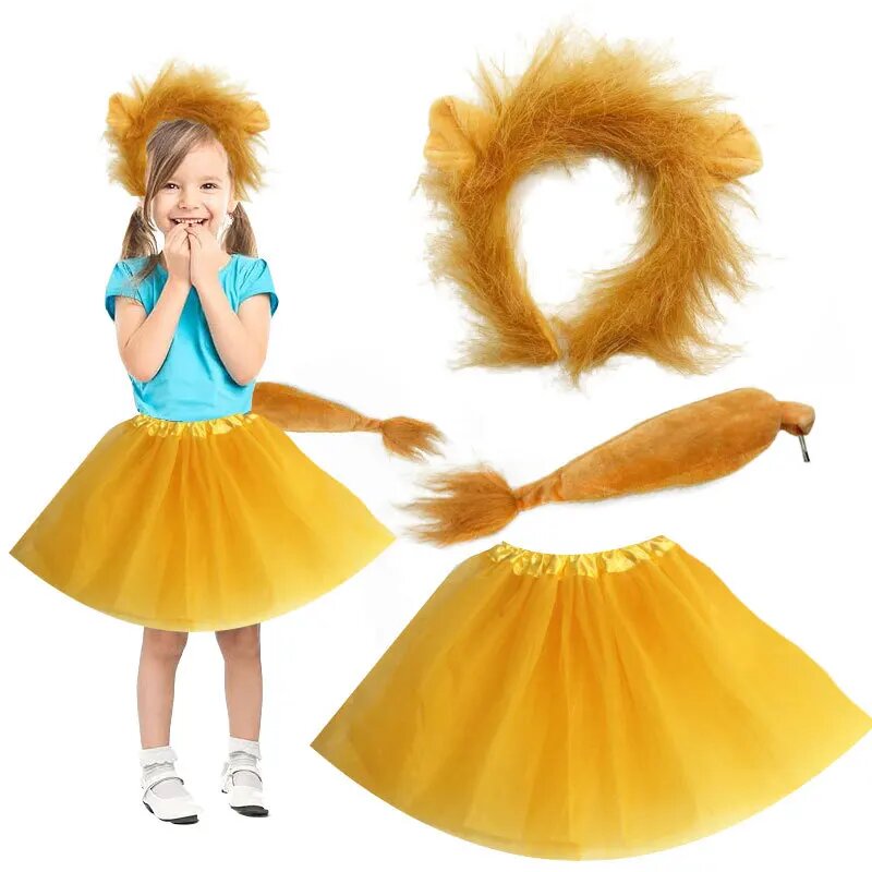 Детский костюм льва для косплея Желтый, 3pcs