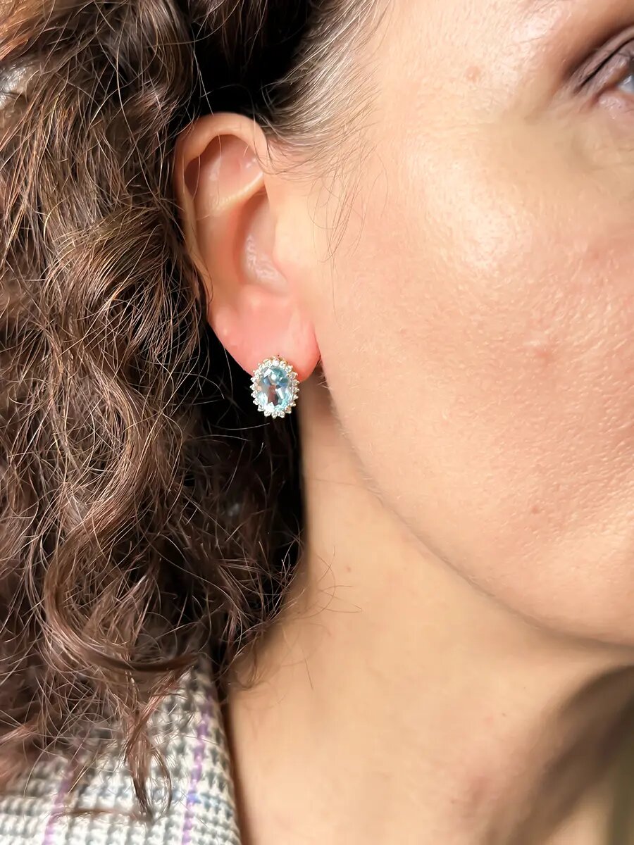 Серьги, топаз, фианит