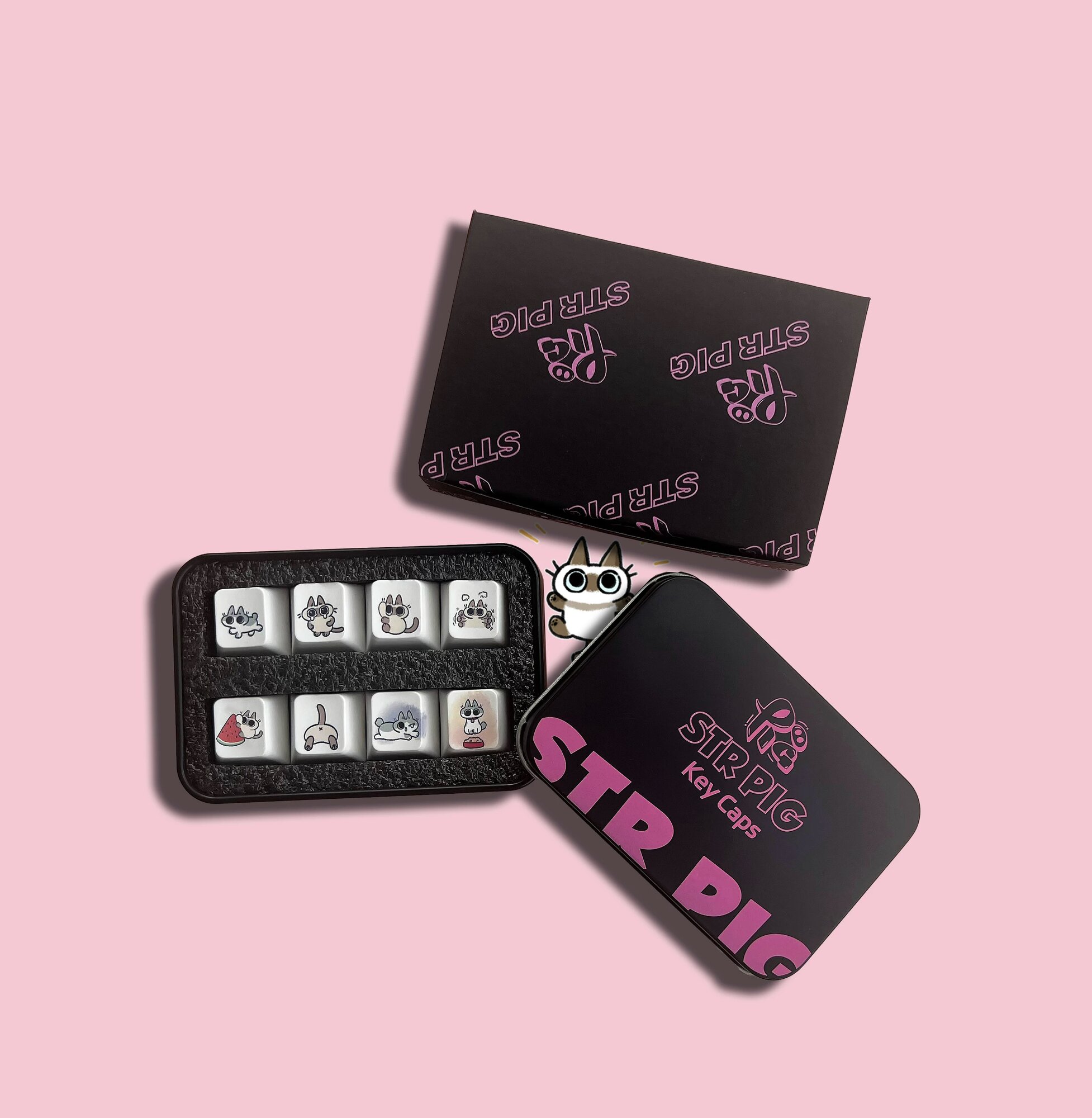 Милые кейкапы для клавиатуры в виде сиамских кошек с дизайном в виде конфет, сублимационная печать, тема MOA, стиль ,