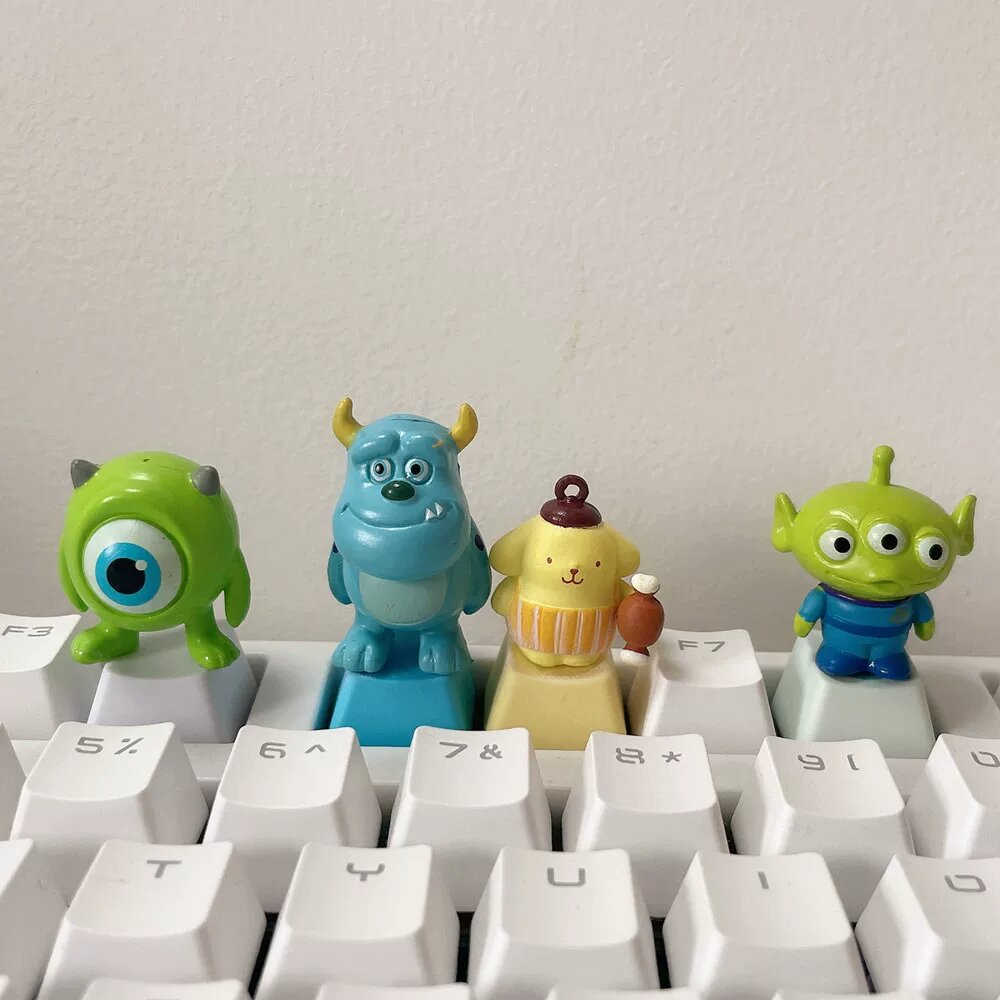 Милый механический кейкап для клавиатуры, перекрестный, с тремя глазами, в виде пушистого монстра-собаки, с большими