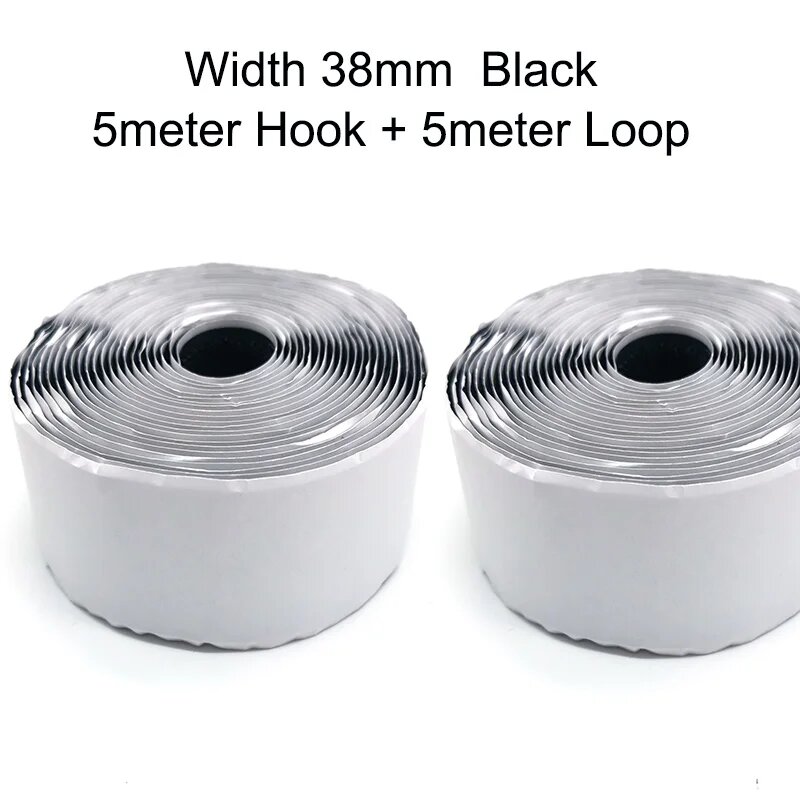 Липучка самоклеящаяся нейлоновая 5 м/пар 16-50 мм Black 38mm