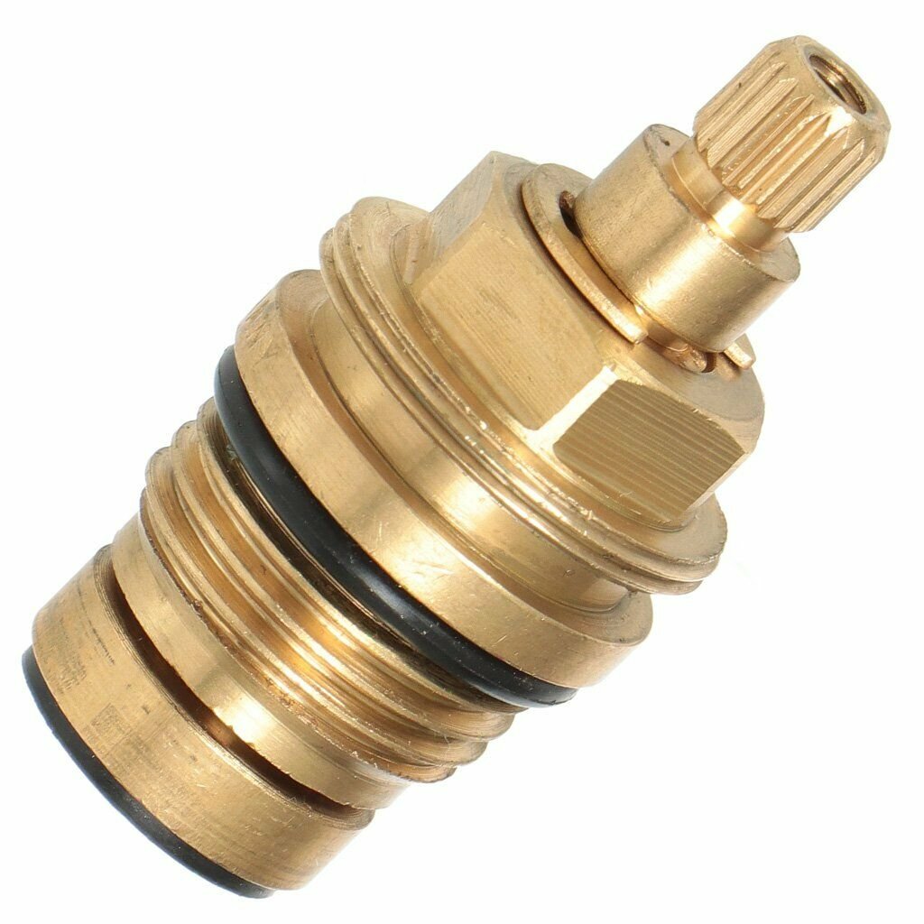 Кран-букса ComfortFactor 1/2 дюйма, 20 шлицов, 2 резьбы, с резиновыми вставками, золотой цвет, артикул 98508