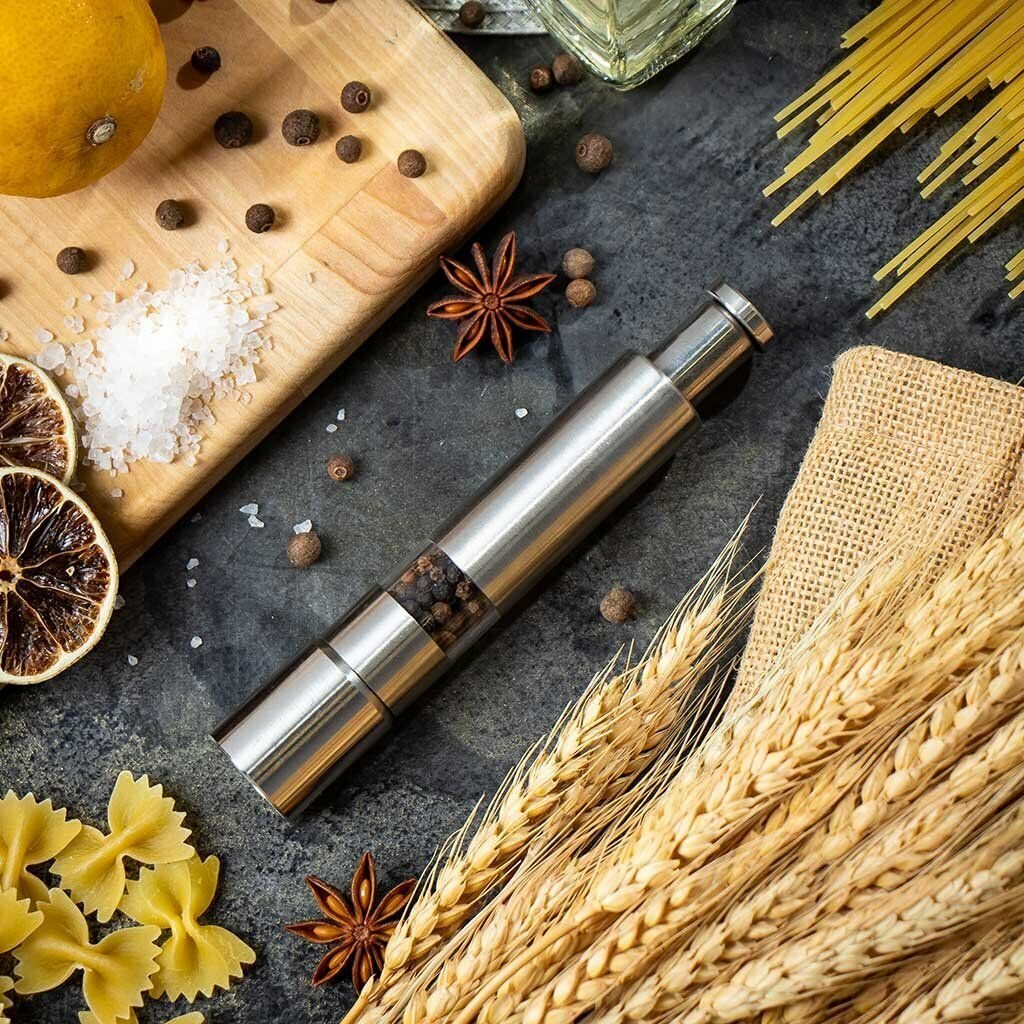 Мельница для специй металлическая 15 см Y4-6998, механическая перечница для кухни, стильный аксессуар цвета хром